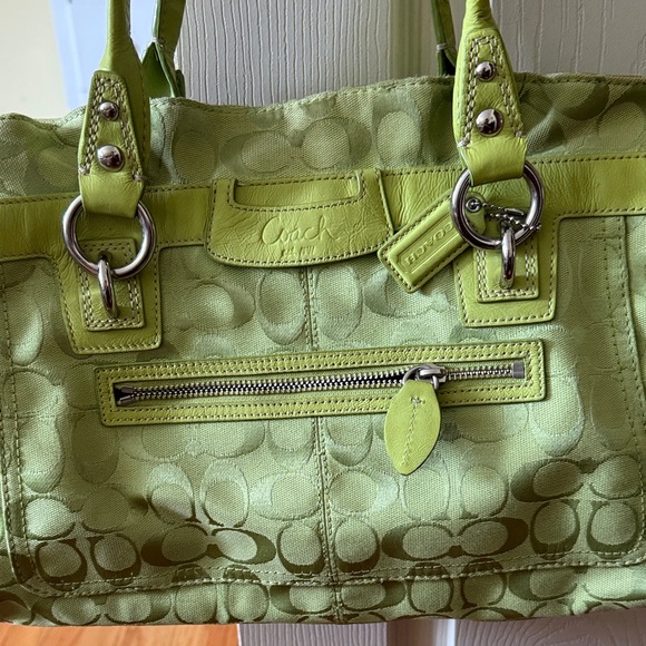 Coach | Bags | Coach Lime Green Signature Shoulder Bag | Poshmark